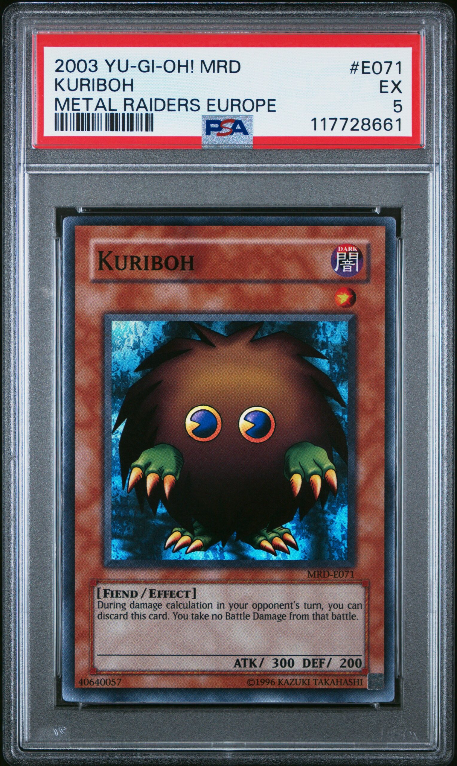 2003 YU-GI-OH! MRD-METAL RAIDERS EUROPE E071 KURIBOH PSA EX 5 ⋆ Slabd